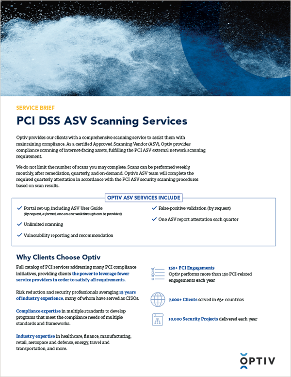PCI DSS ASV Scanning | Optiv PCI DSS ASV Scanning | Optiv